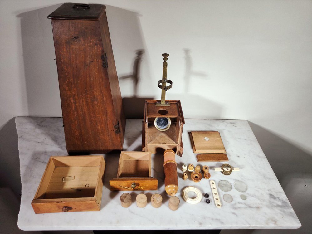French XVIII Box Microscope by Sibie a Marsella, 1750s for sale at Pamono
