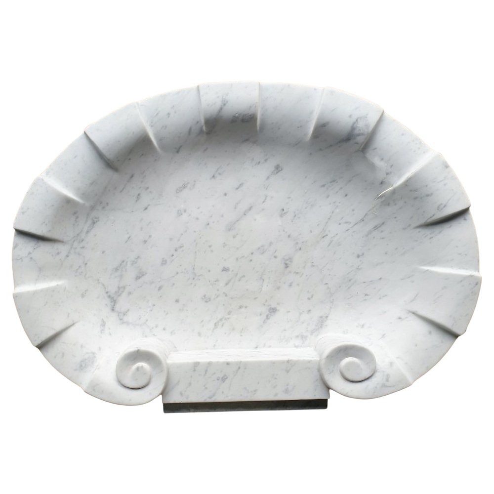 20th Century Grooved Shell White Carrara Marble Sink for sale at Pamono