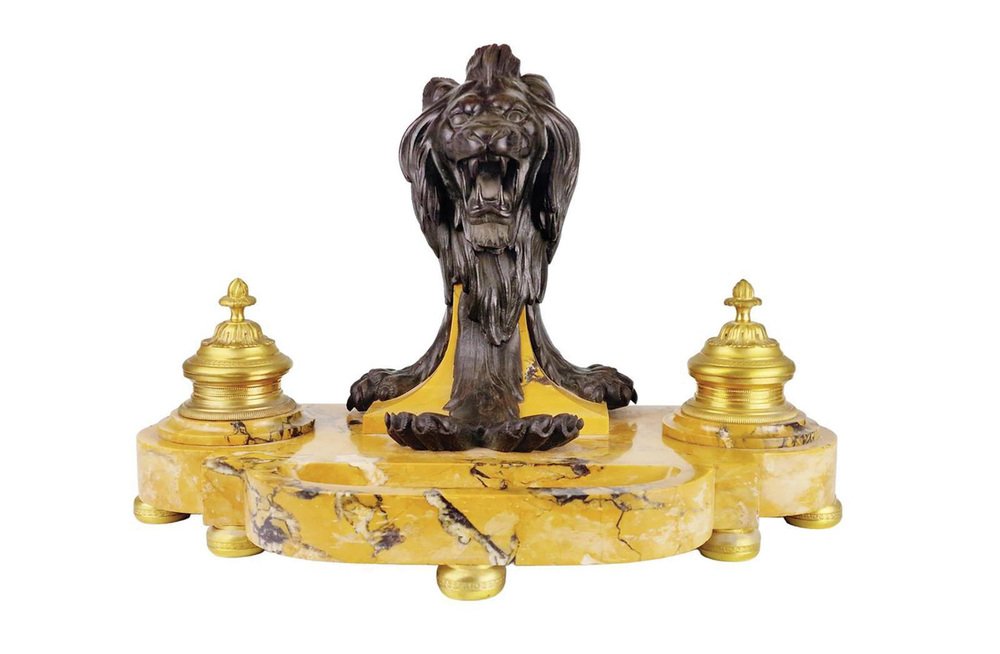 19th Century Napoleon III Lion Inkwell for sale at Pamono
