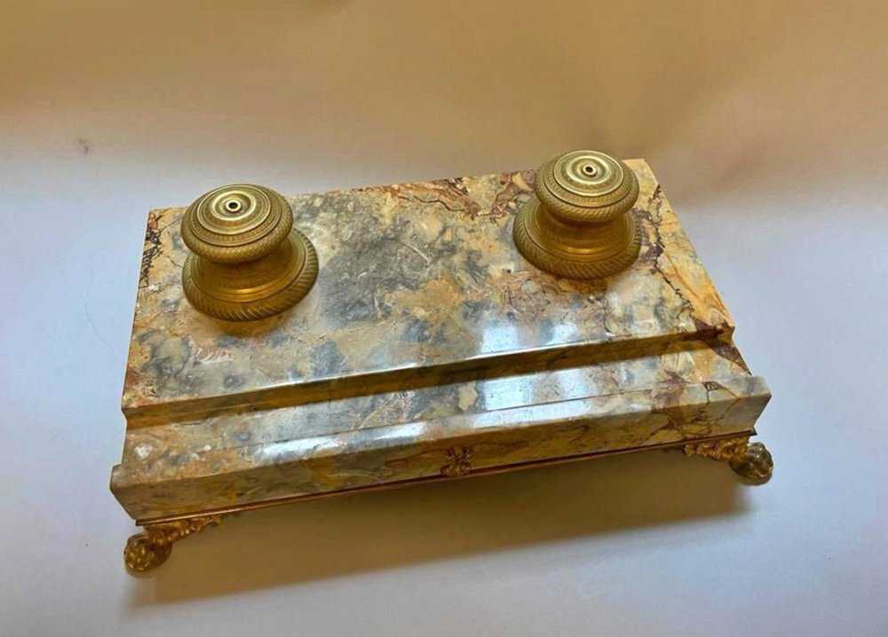 19th Century Napoleon III Lion Inkwell for sale at Pamono