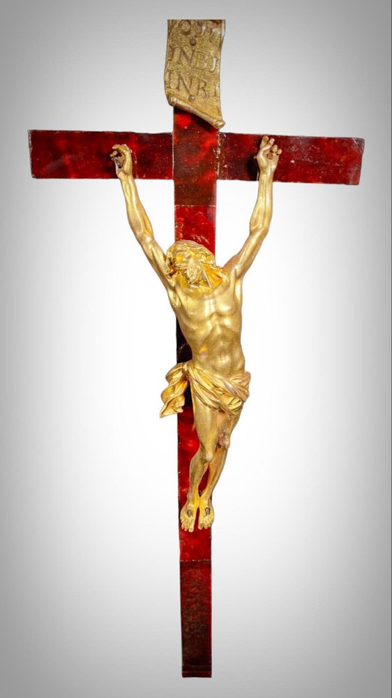 Large Cross with Christ in Gilt Bronze, 1640 for sale at Pamono