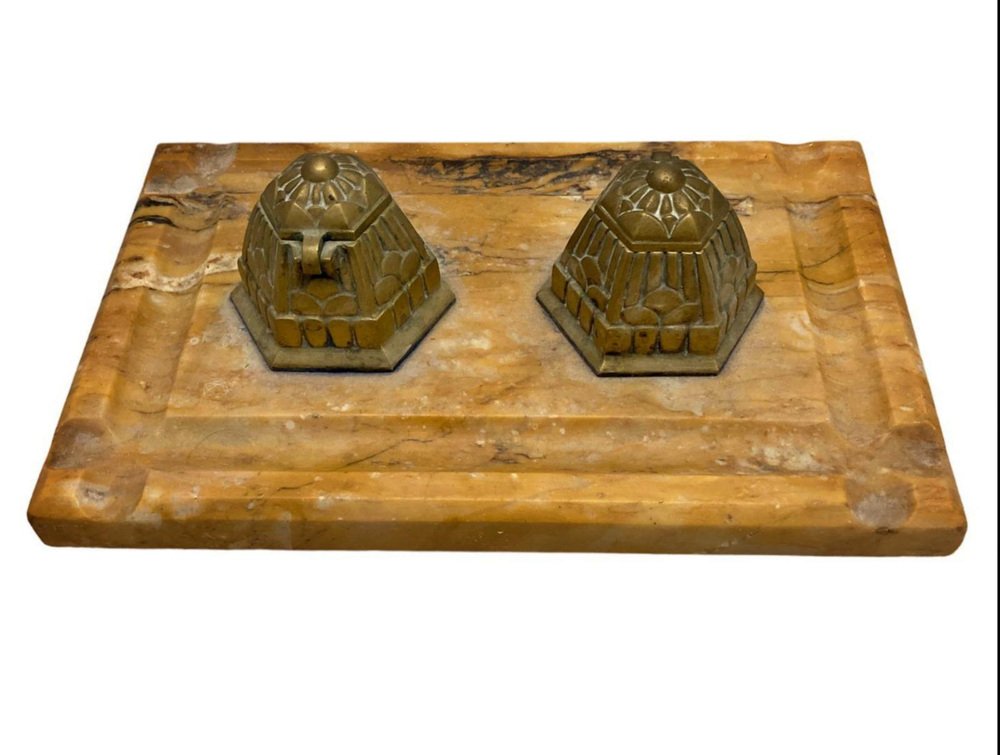 Italian Bronze Double Inkwell for sale at Pamono