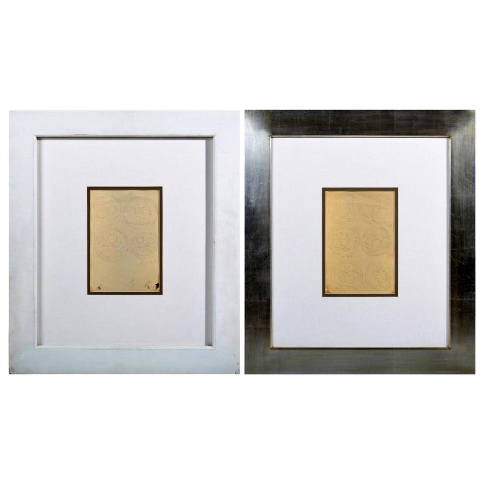 Lucio Fontana, Concepto Spaziale, 1965, China Ink on Paper, Framed, Set of 2 for sale at Pamono