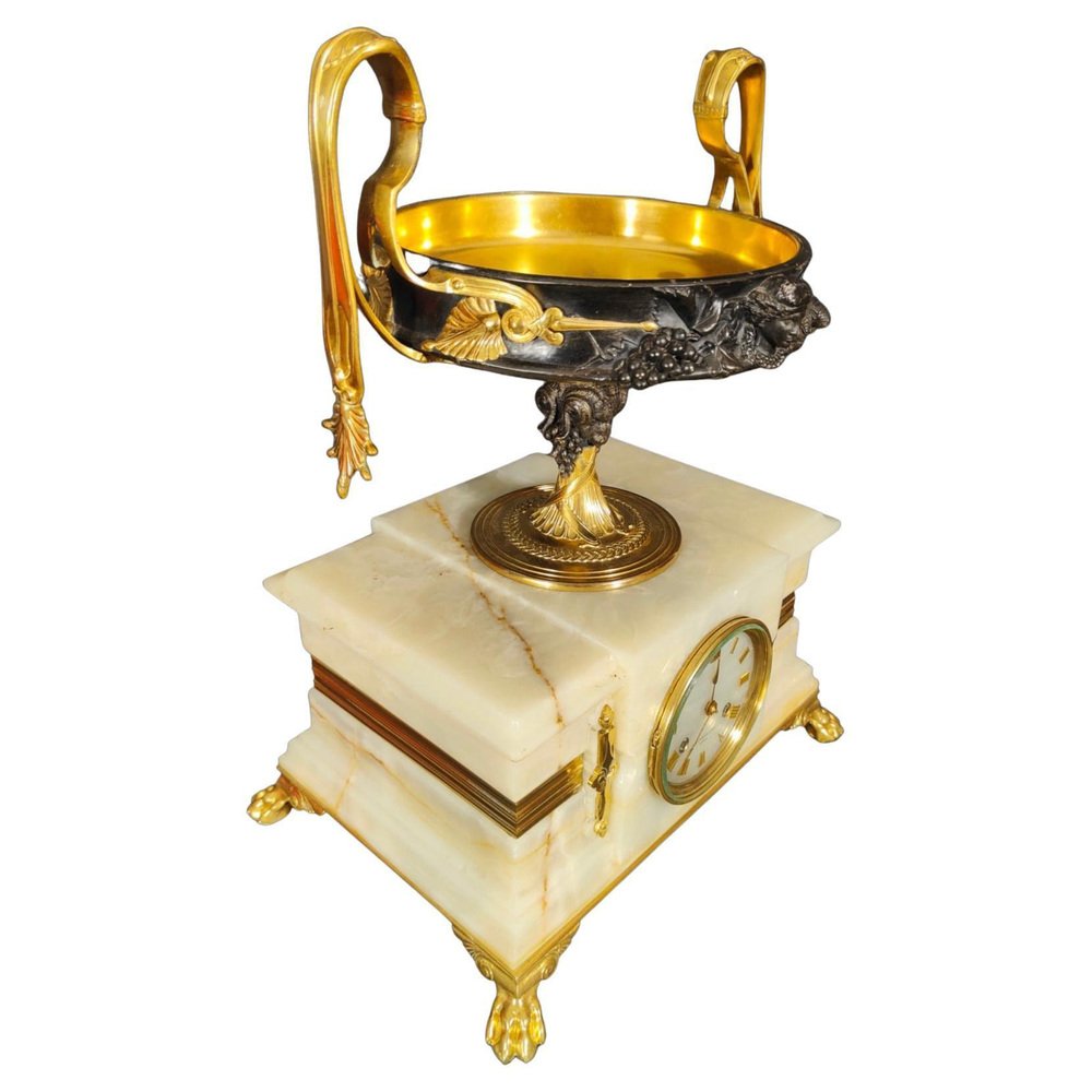 Art Nouveau Onyx Barbedienne Clock, 19th Century for sale at Pamono