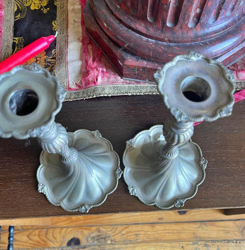 English Silver Candlesticks, 1750s, Set of 2 for sale at Pamono