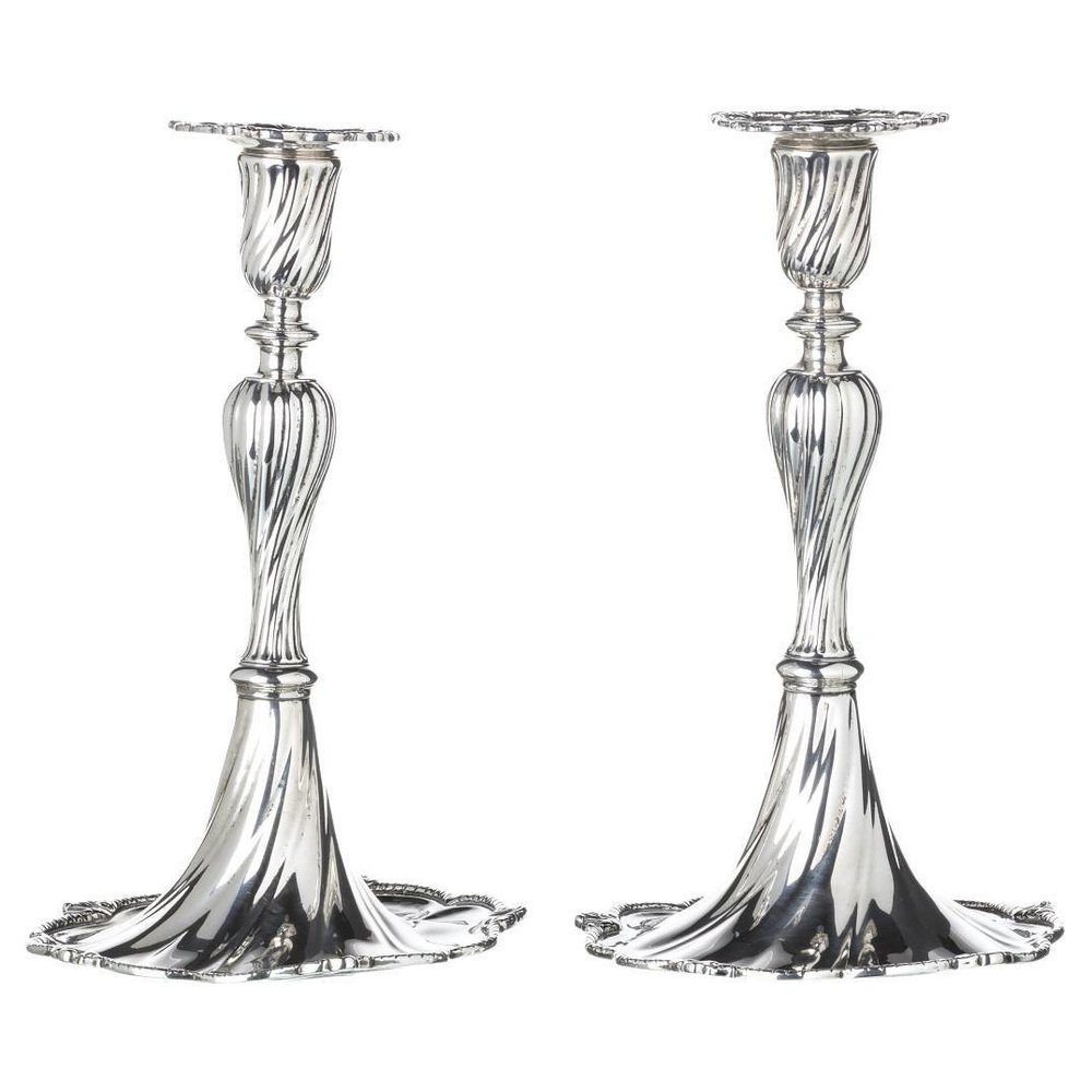English Silver Candlesticks, 1750s, Set of 2 for sale at Pamono