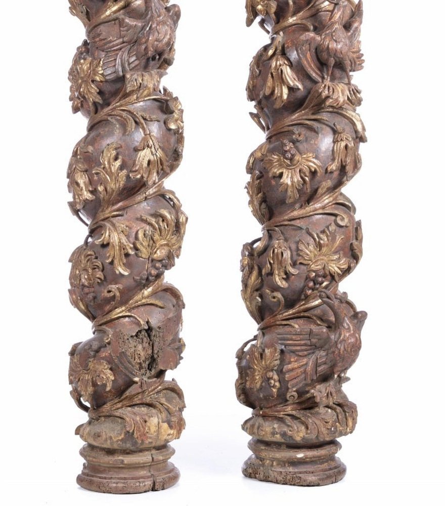 Spanish Spiral Columns, 17th Century, Set of 2 for sale at Pamono