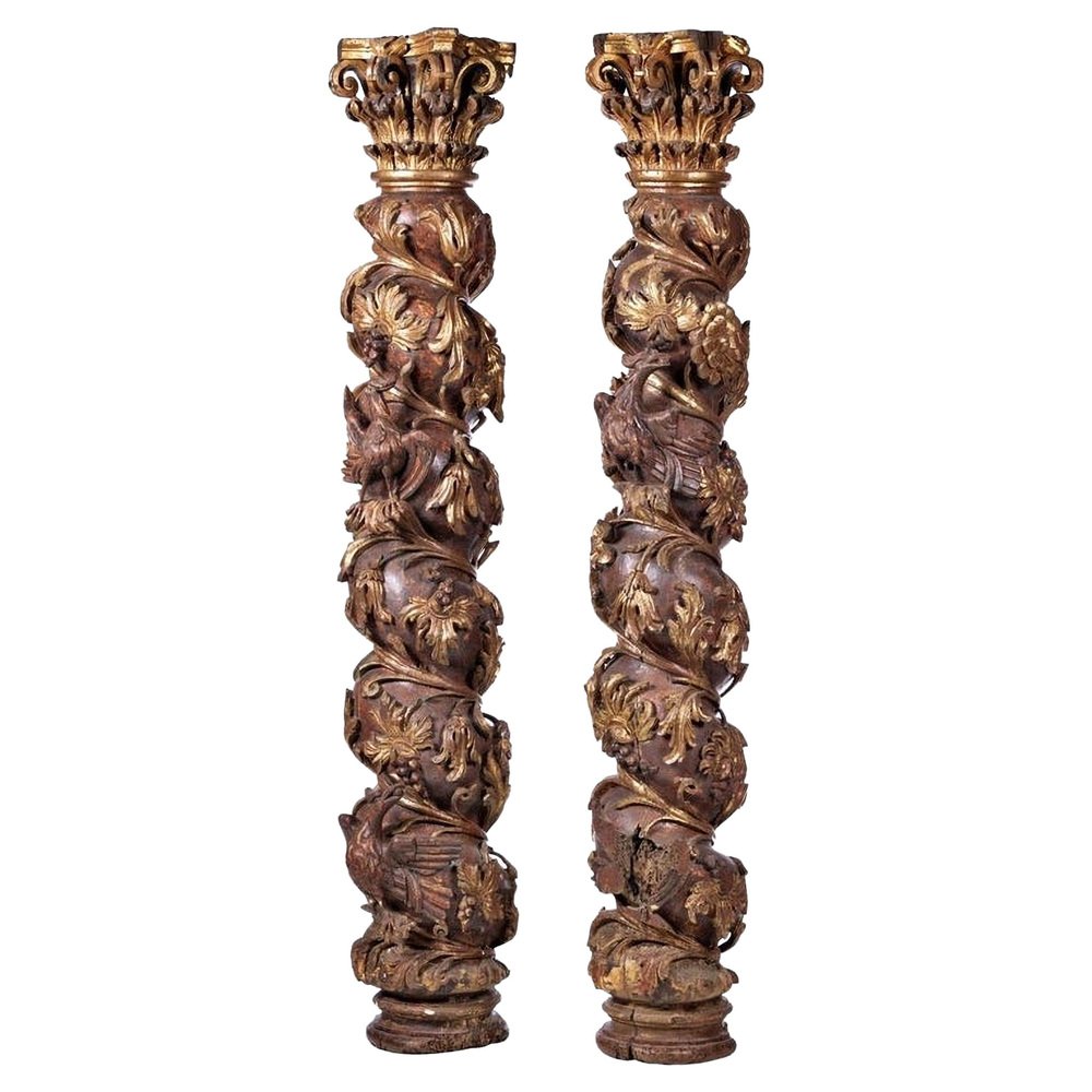 Spanish Spiral Columns, 17th Century, Set of 2 for sale at Pamono