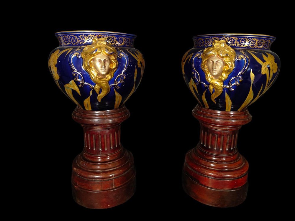 Art Nouveau Planters, 20th Century, Set of 2 for sale at Pamono