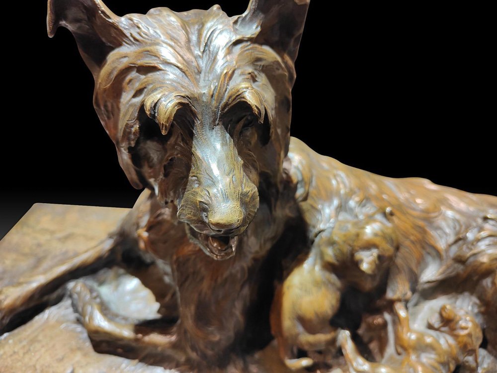 Charles Paillet, Dog Family, Early 20th Century, Bronze Sculpture for ...