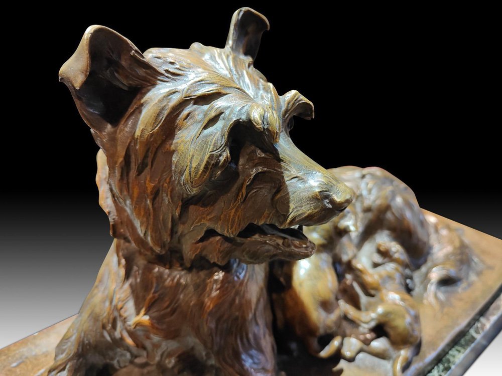 Charles Paillet, Dog Family, Early 20th Century, Bronze Sculpture for ...