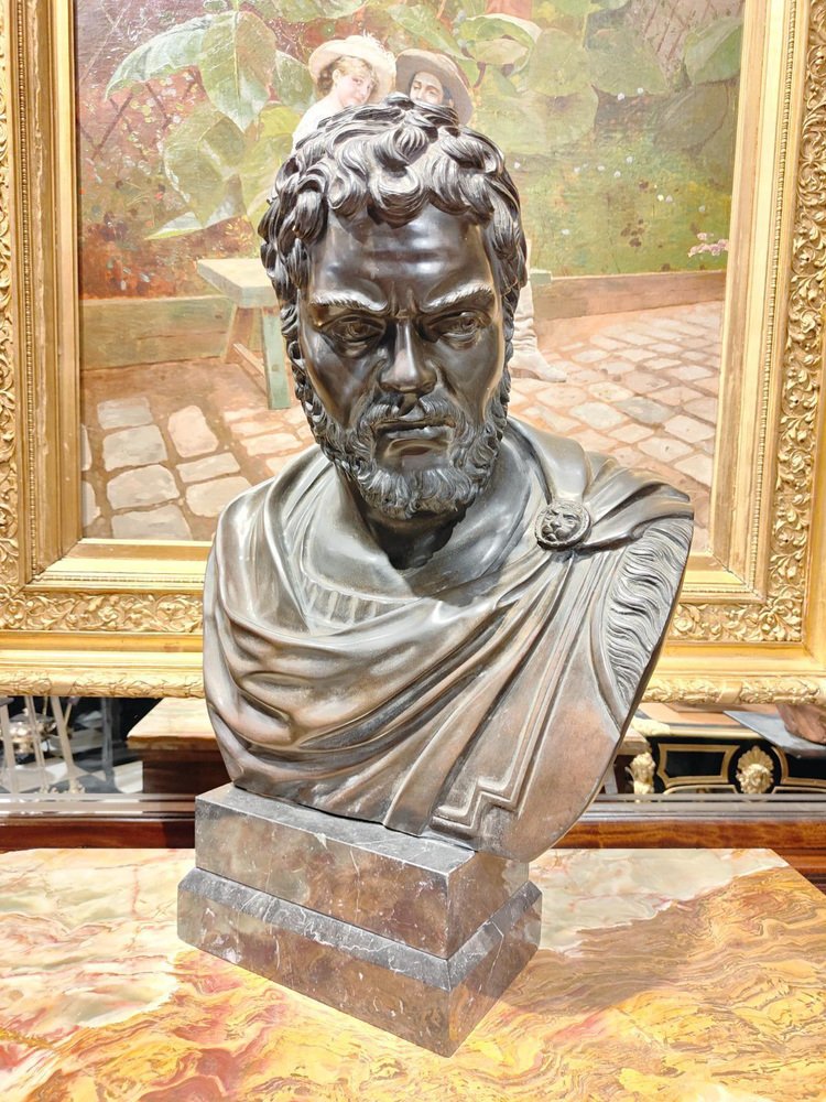 Large Roman Emperor Bust, Bronze, 19th Century for sale at Pamono