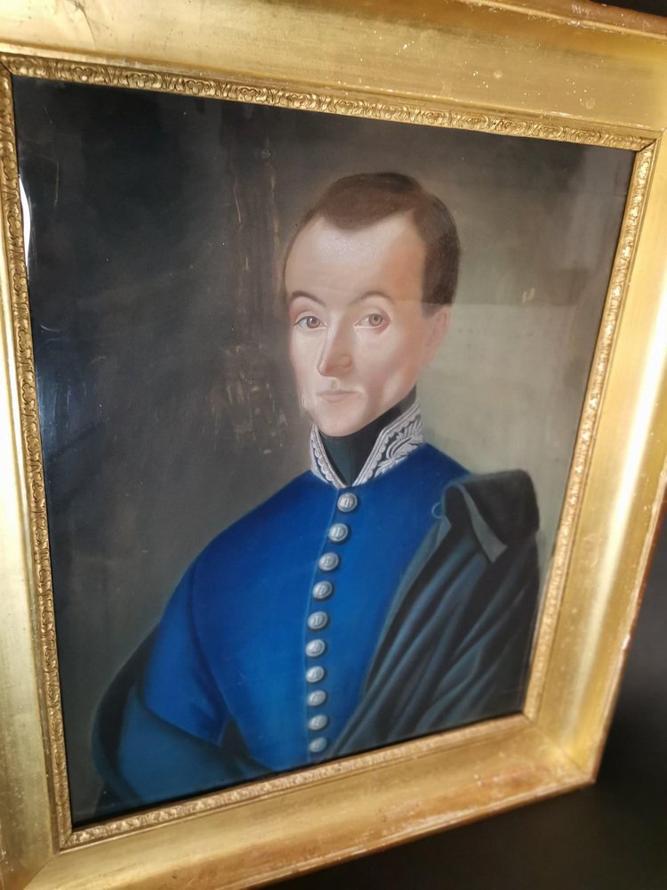 Portrait of French Officer, 19th Century, Pastel, Framed for sale at Pamono