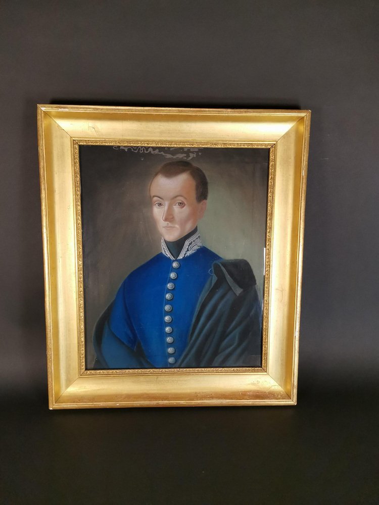 Portrait of French Officer, 19th Century, Pastel, Framed for sale at Pamono