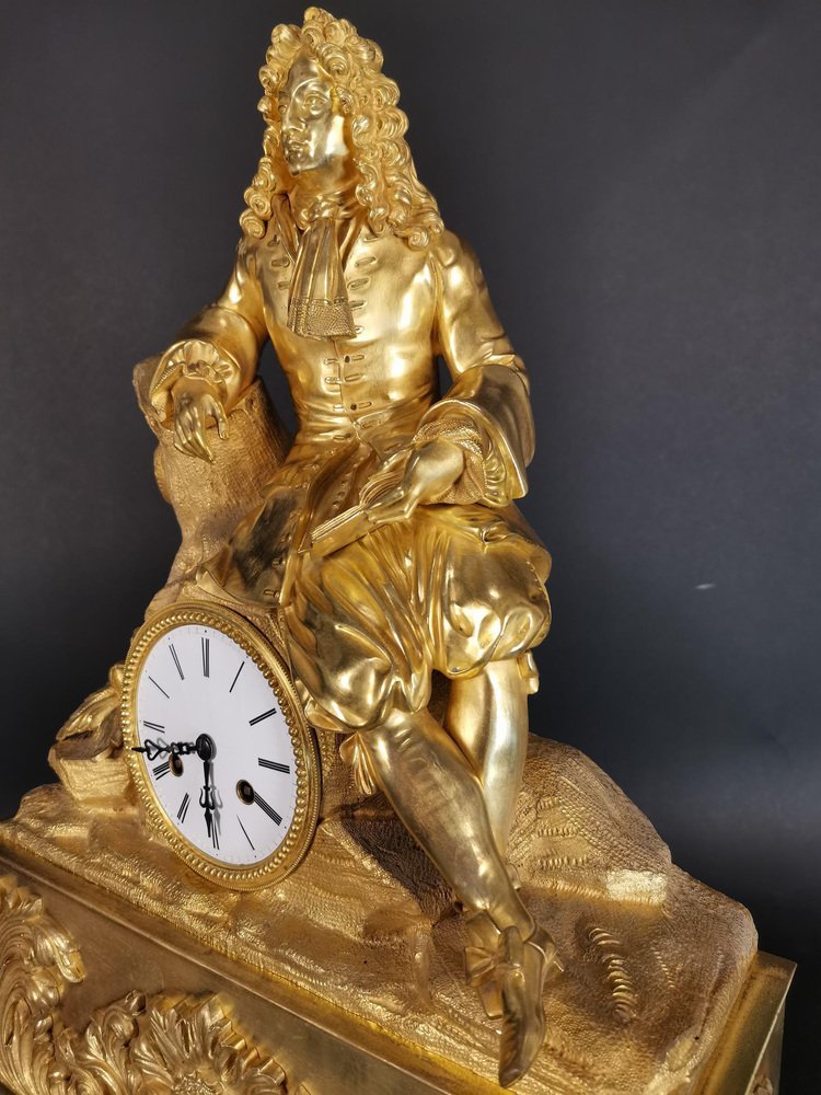 Large Gilded Bronze Clock with Louis XIV Figure, 18th Century for sale ...