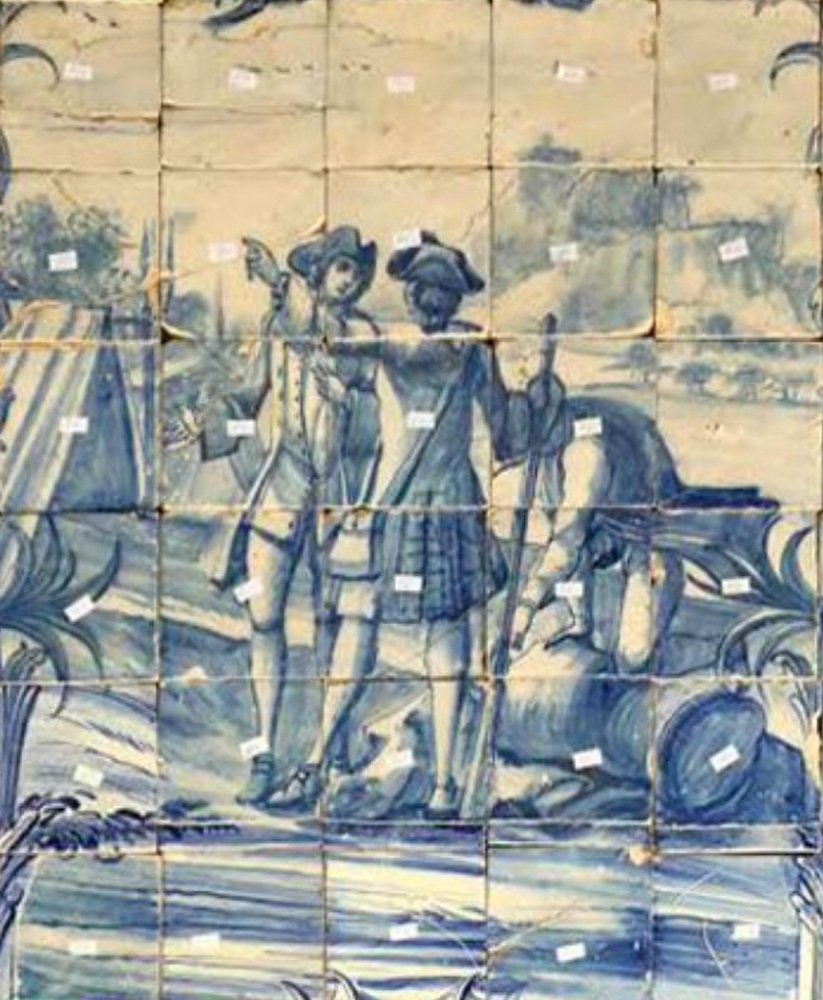18th Century Portuguese Azulejos Tiles Panel with Battle Scene for sale ...