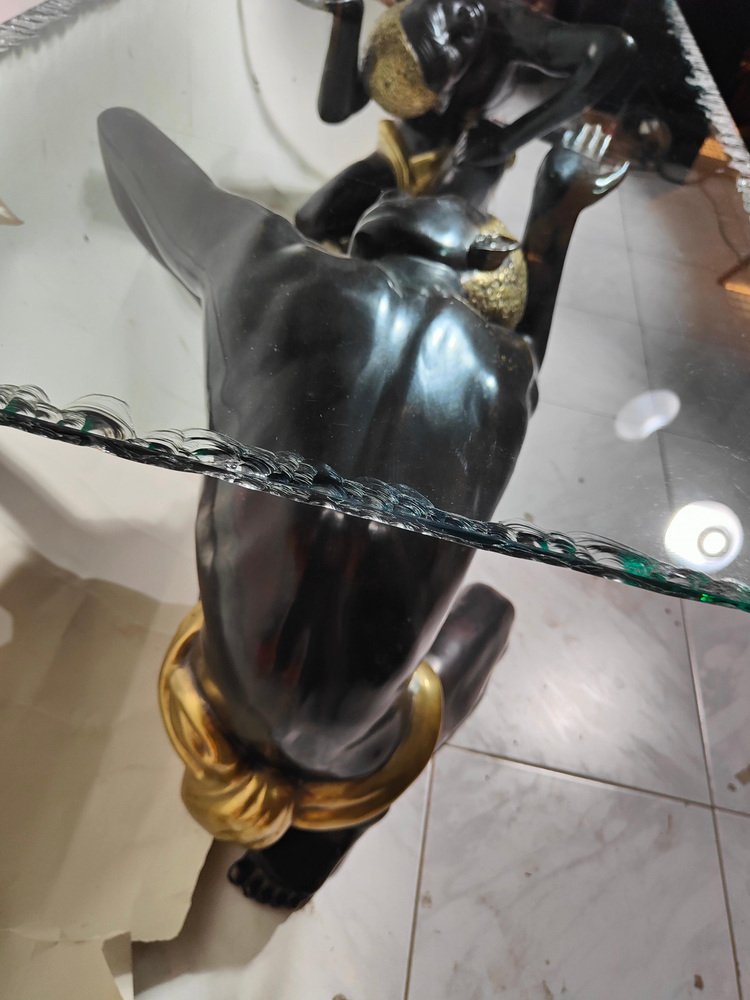 Low Table with Bronze Figures, 1950s for sale at Pamono