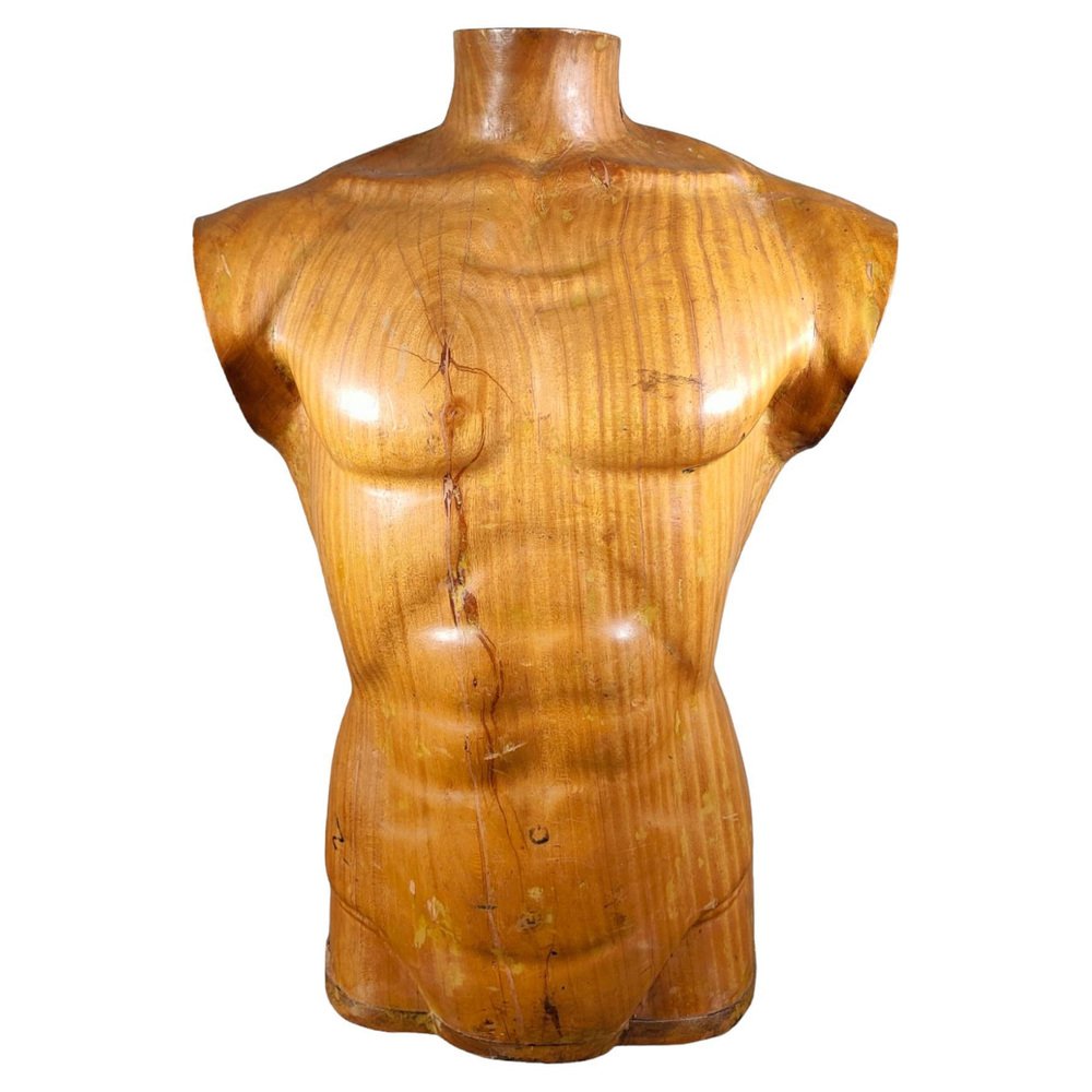 French Wooden Male Torso, 1950s for sale at Pamono