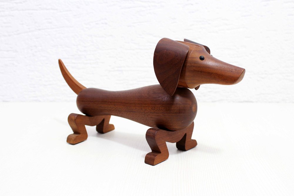 Teak Dog Figurine by Kay Bojesen, 1950s for sale at Pamono