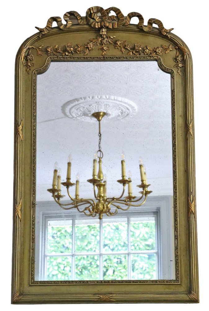 Large Antique Gilt Overmantle Wall Mirror, 1900s for sale at Pamono
