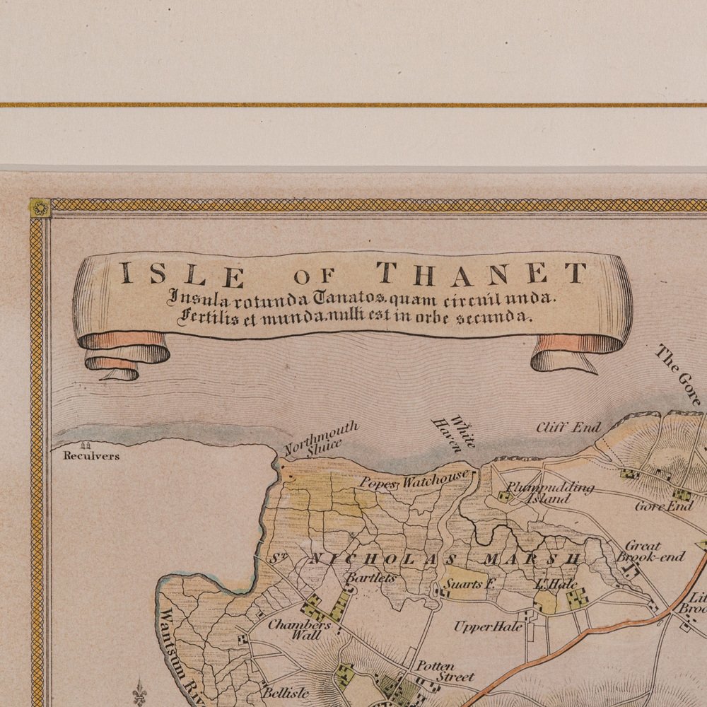 Antique English Isle of Thanet Lithography Map for sale at Pamono