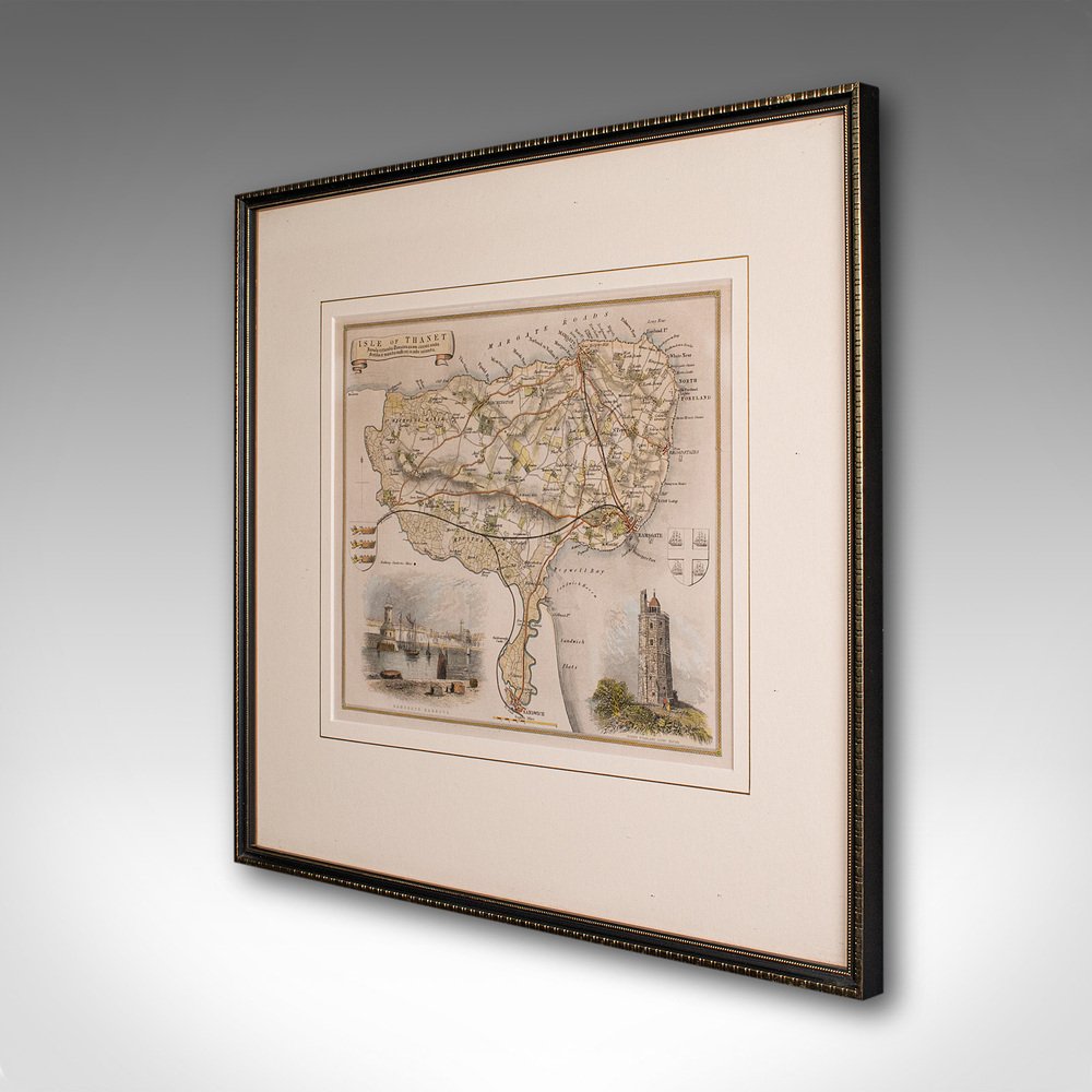 Antique English Isle of Thanet Lithography Map for sale at Pamono