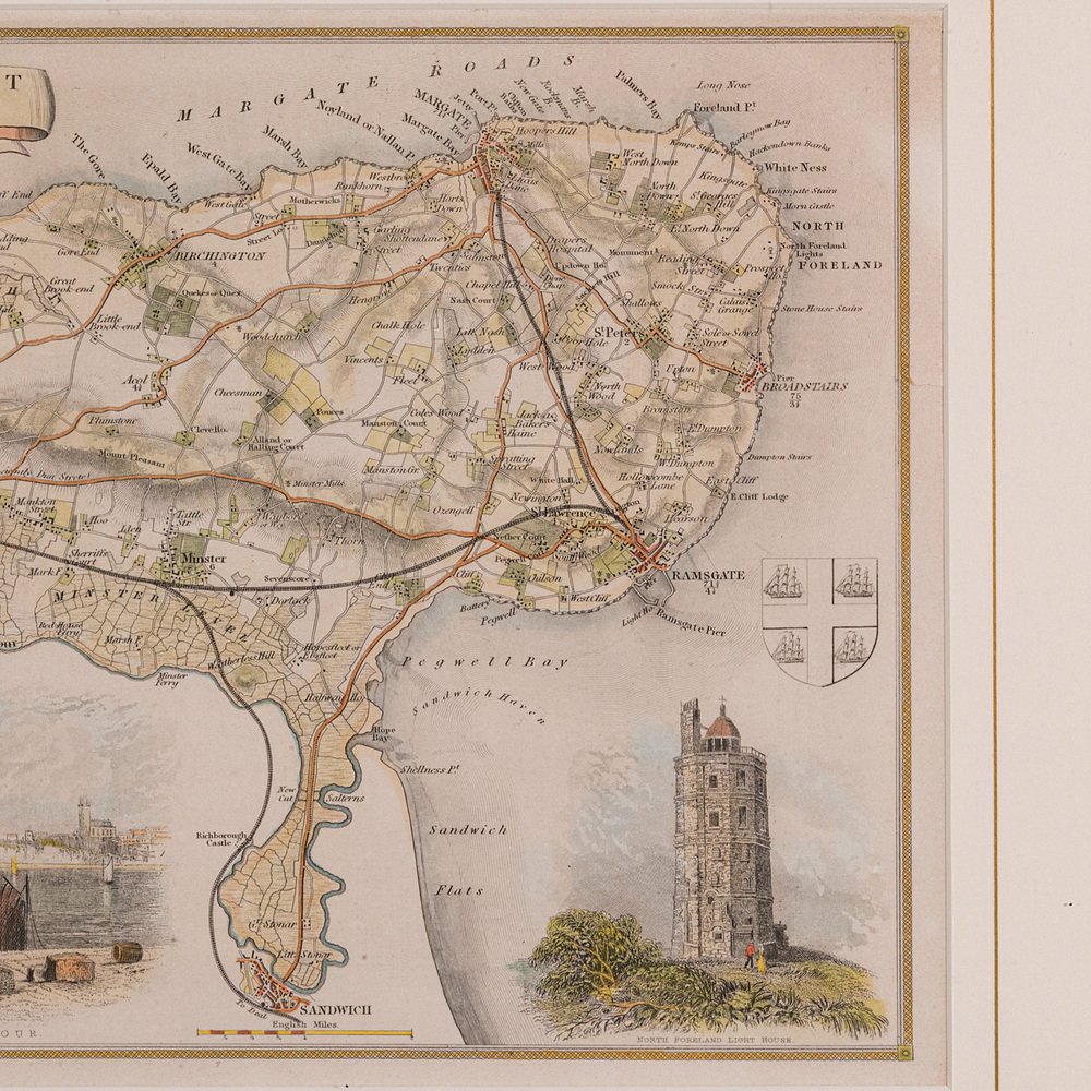 Antique English Isle of Thanet Lithography Map for sale at Pamono