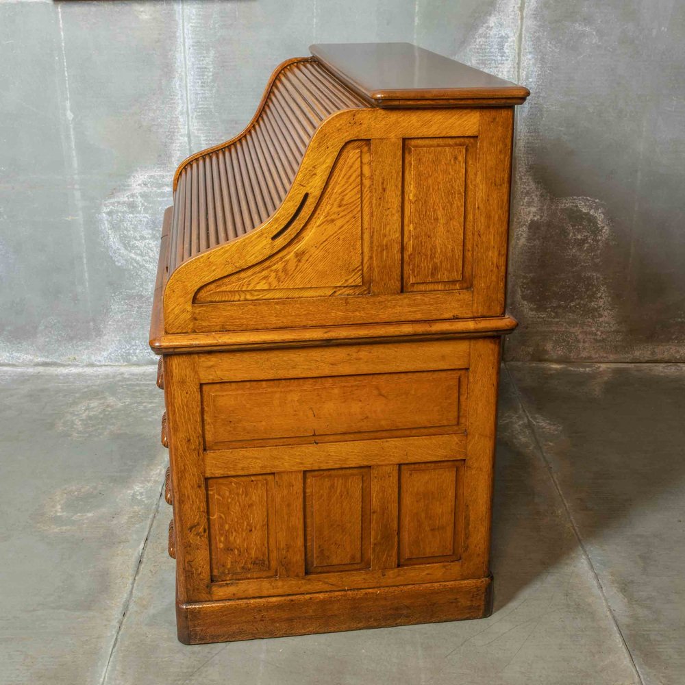 Edwardian Oak Typewriter Roll Top Desk, 1890s for sale at Pamono