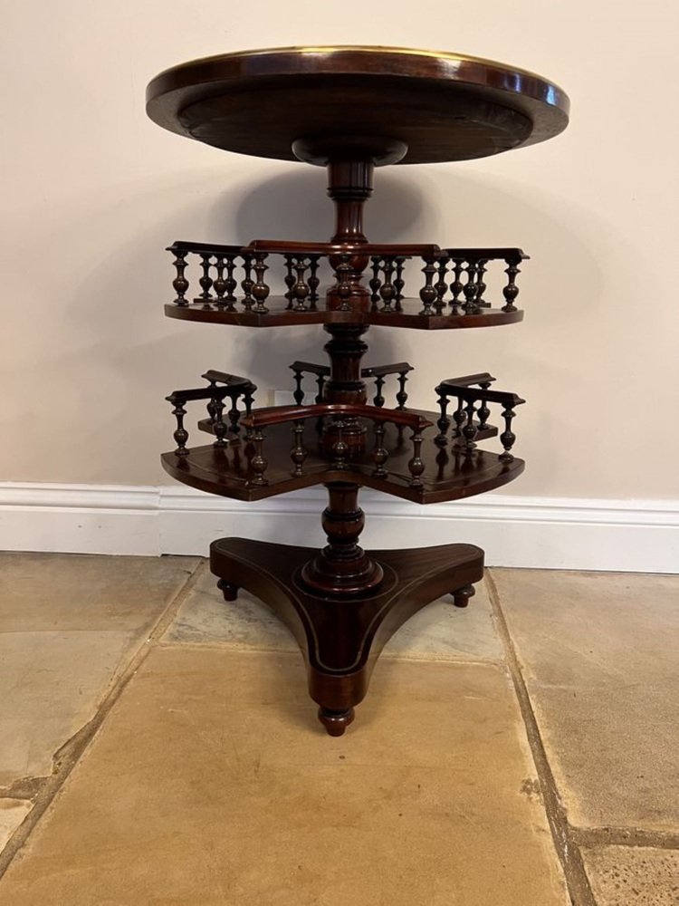 Antique Victorian Mahogany Brass Inlaid Marble Top Revolving Book Table ...