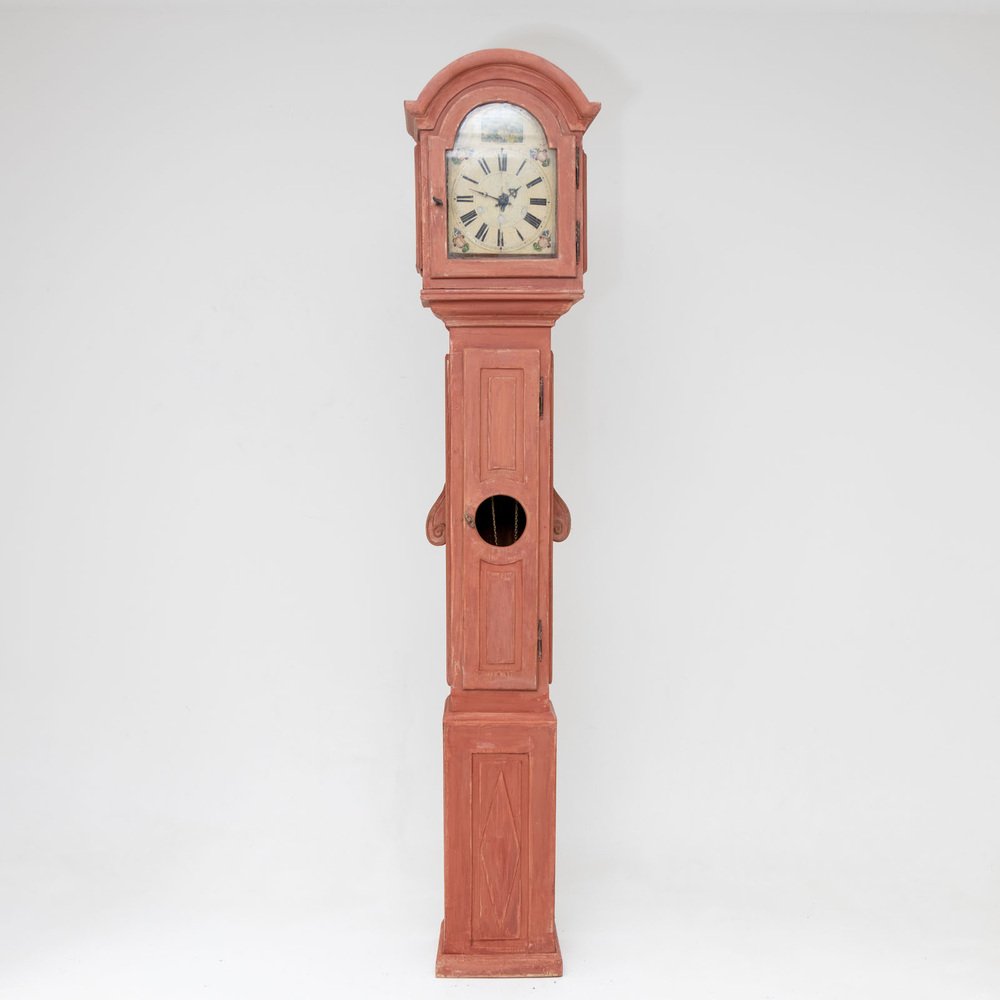 Brick-Red Grandfather Clock, 19th Century for sale at Pamono