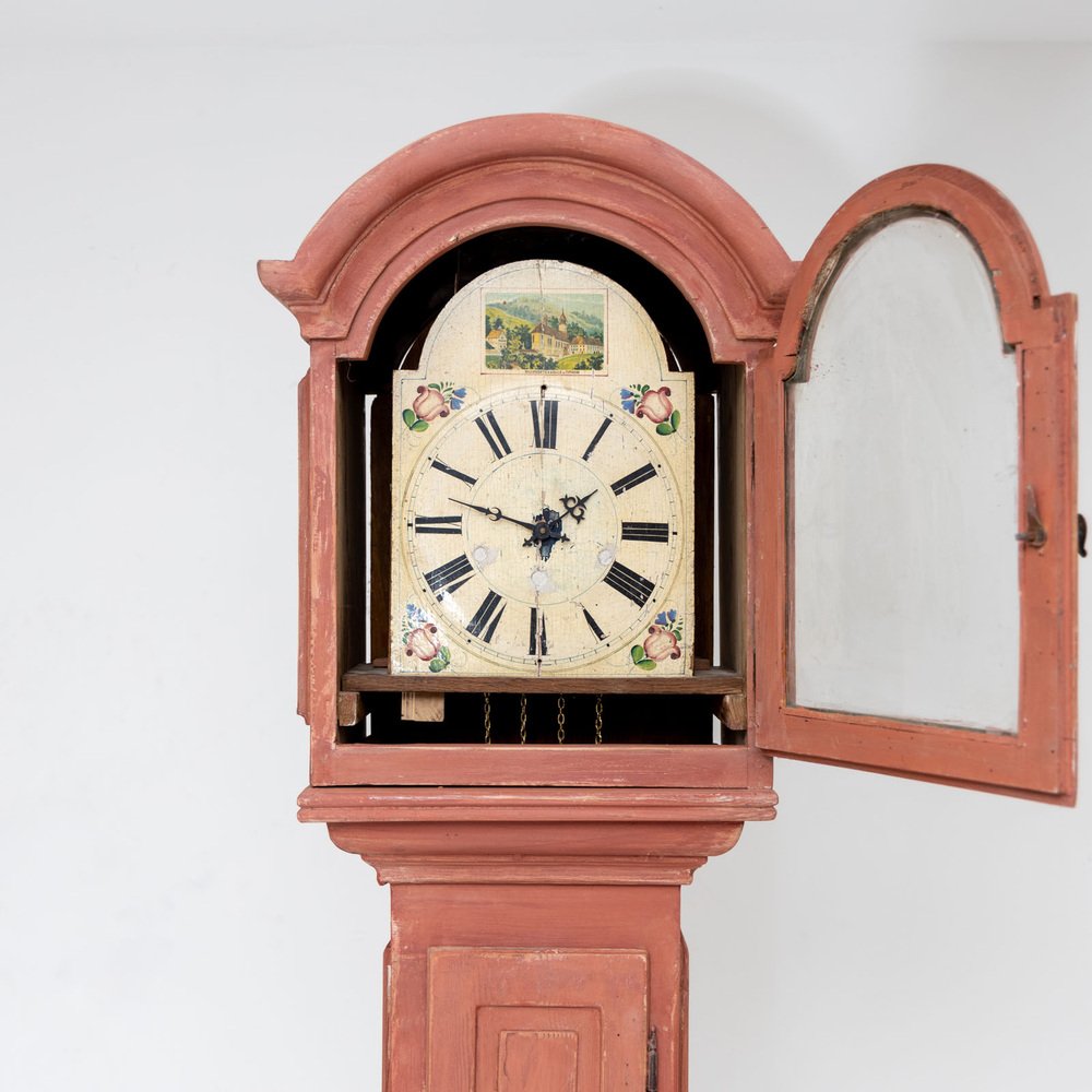 Brick-Red Grandfather Clock, 19th Century for sale at Pamono