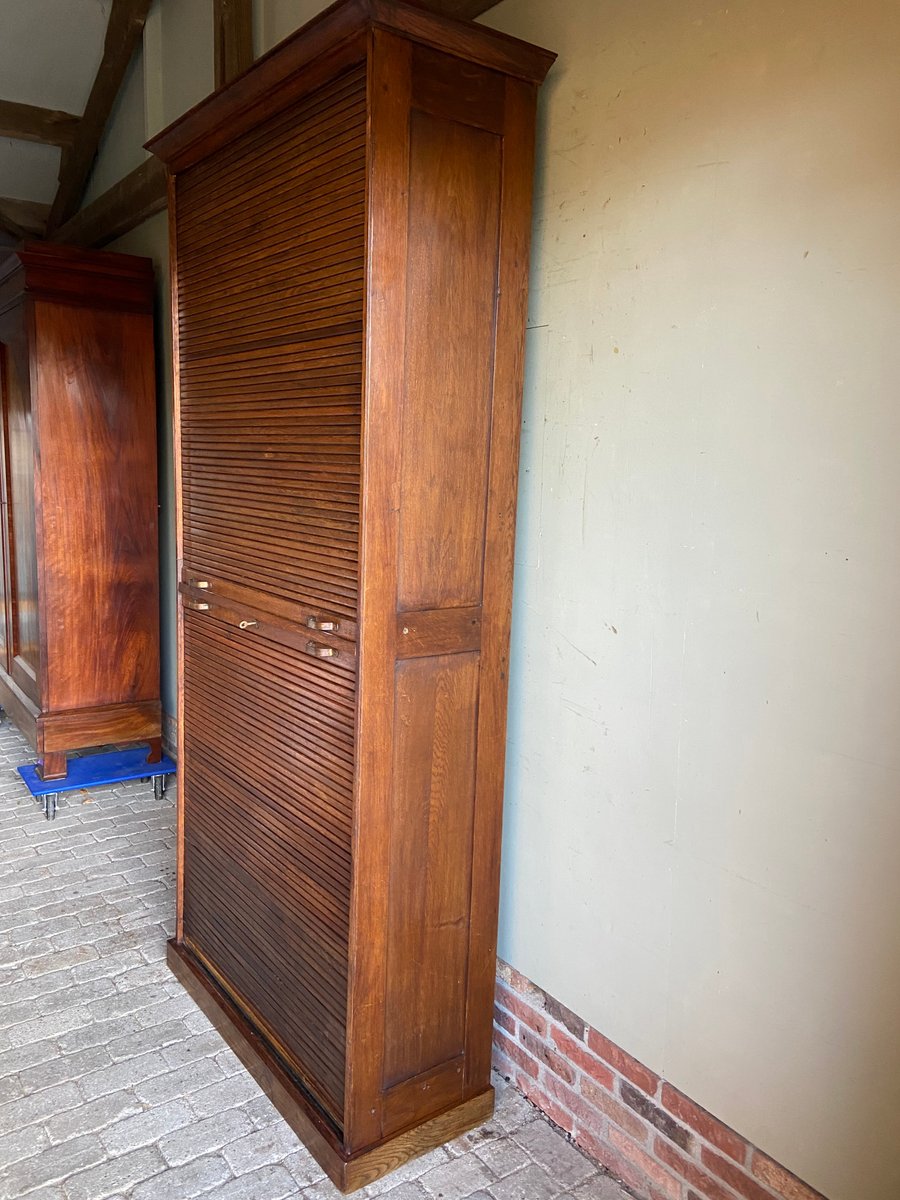 Large Antique Oak Roller Shell Cupboard for sale at Pamono