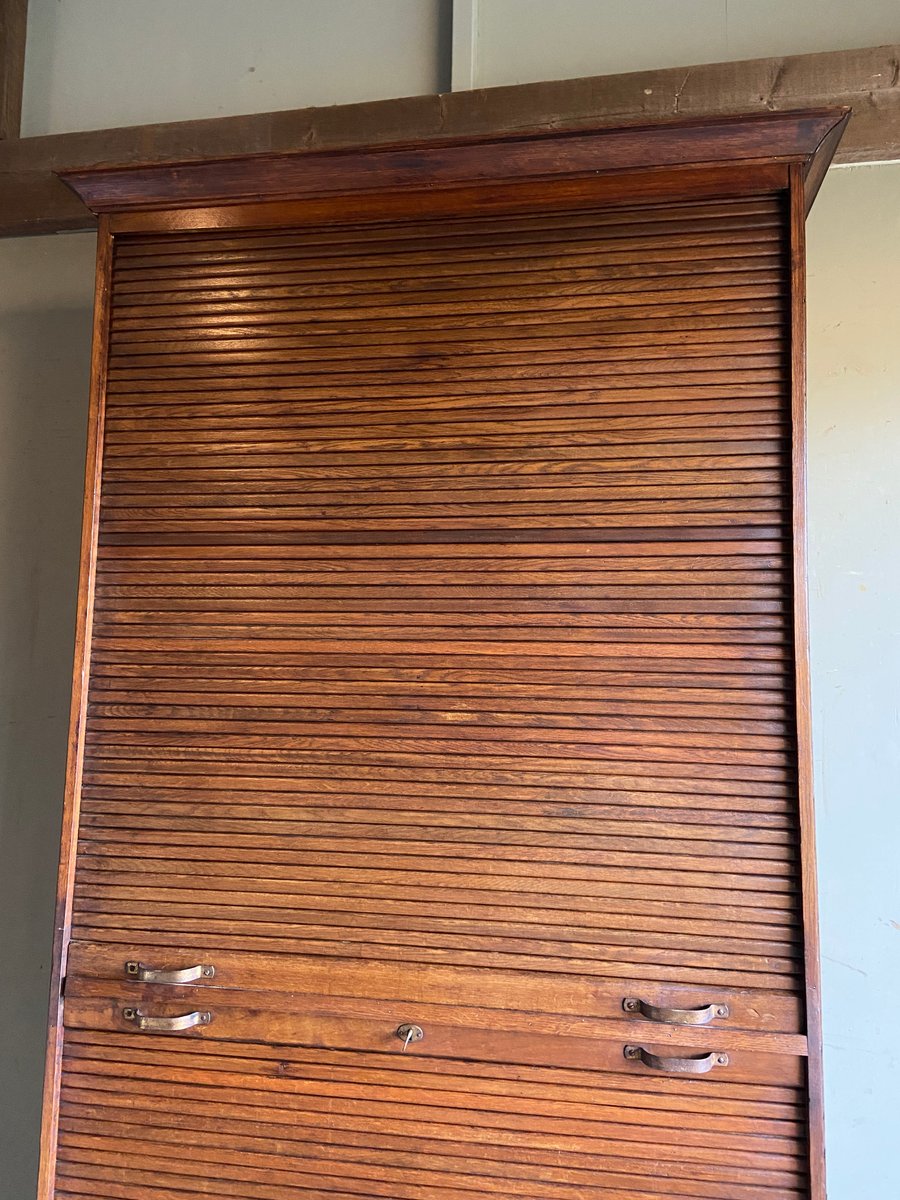 Large Antique Oak Roller Shell Cupboard for sale at Pamono