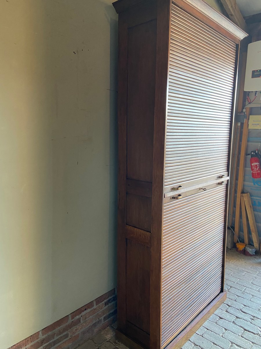 Large Antique Oak Roller Shell Cupboard for sale at Pamono