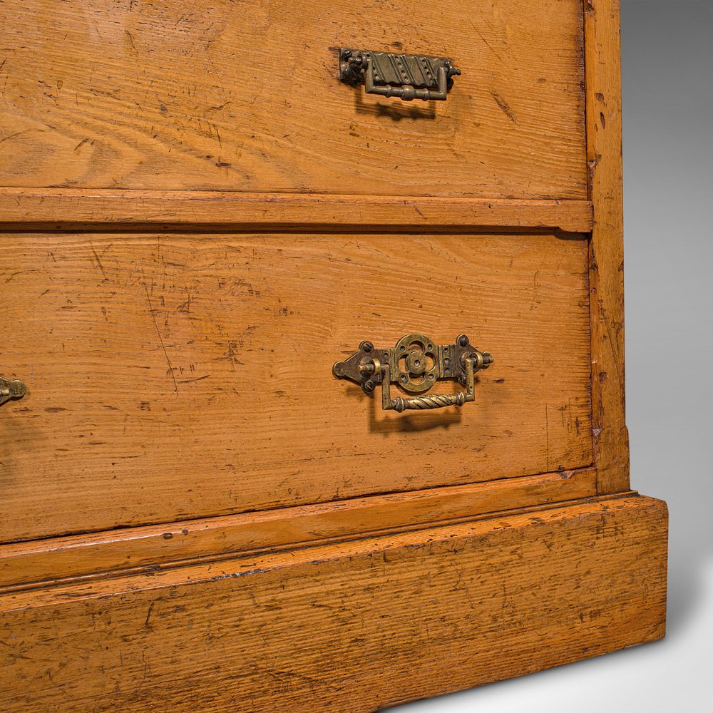 Antique English Victorian Oak Tallboy Bankers Chest of Drawers, 1890s ...