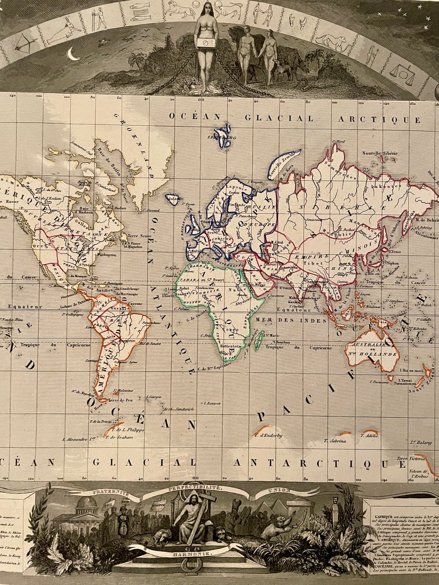 Planisphere World Map, 1849 for sale at Pamono