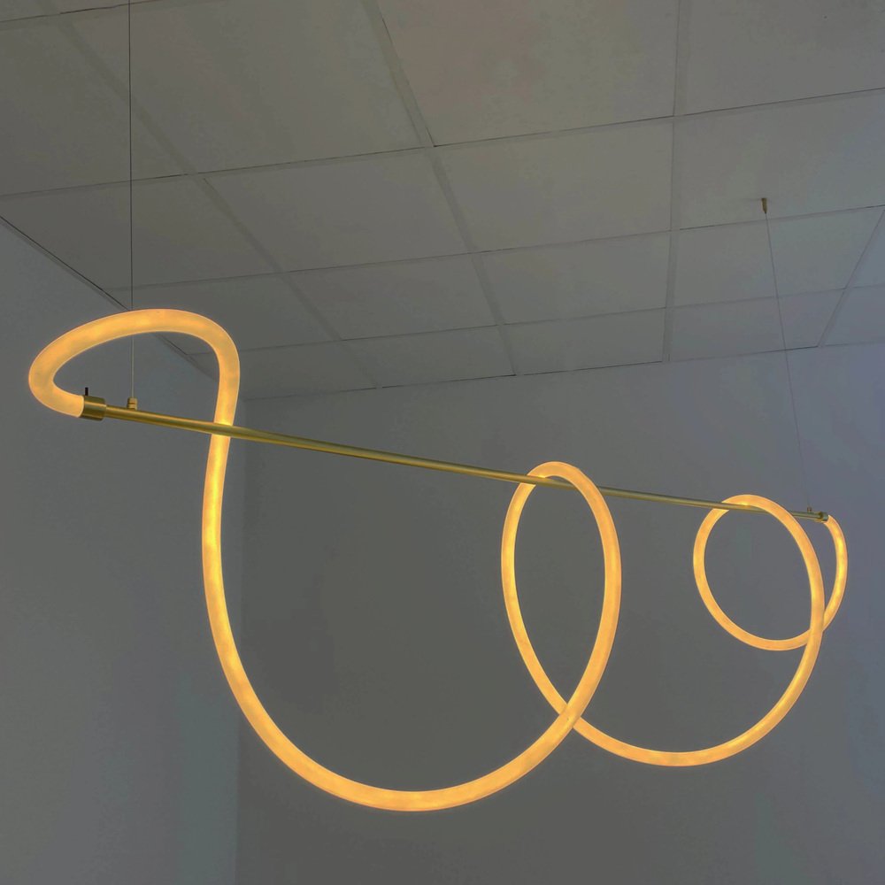 Ceiling Lamp with Flexi Light on Gilt Metal Base for sale at Pamono