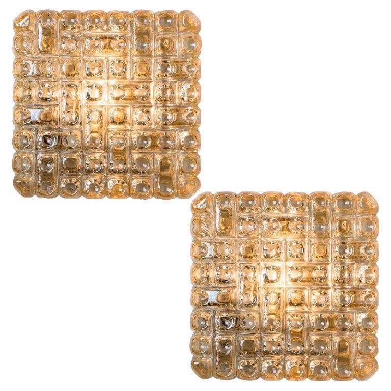Square Textured Glass Wall Light, Germany, 1960s for sale at Pamono