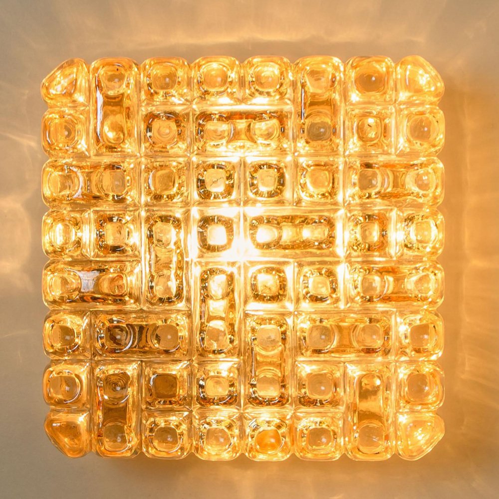 Square Textured Glass Wall Light, Germany, 1960s for sale at Pamono