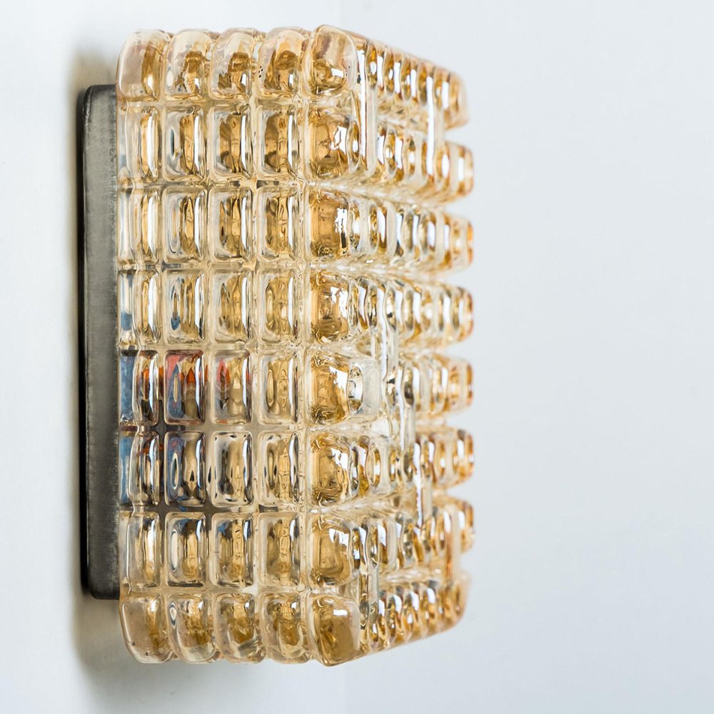 Square Textured Glass Wall Light, Germany, 1960s for sale at Pamono