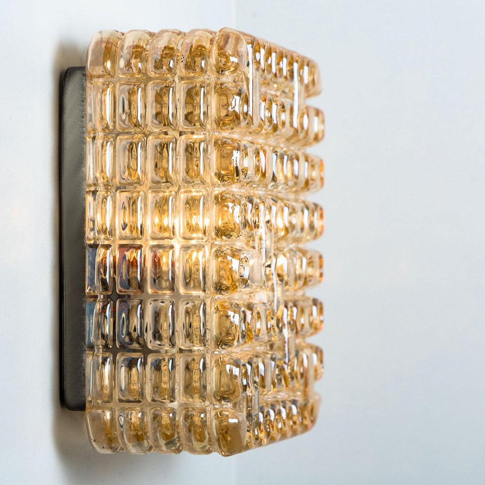 Square Textured Glass Wall Light, Germany, 1960s for sale at Pamono