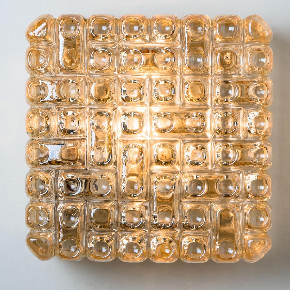 Square Textured Glass Wall Light, Germany, 1960s for sale at Pamono