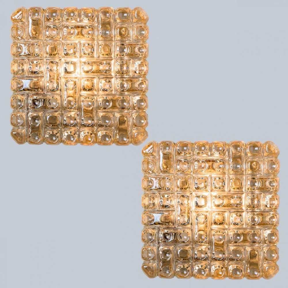 Square Textured Glass Wall Light, Germany, 1960s for sale at Pamono