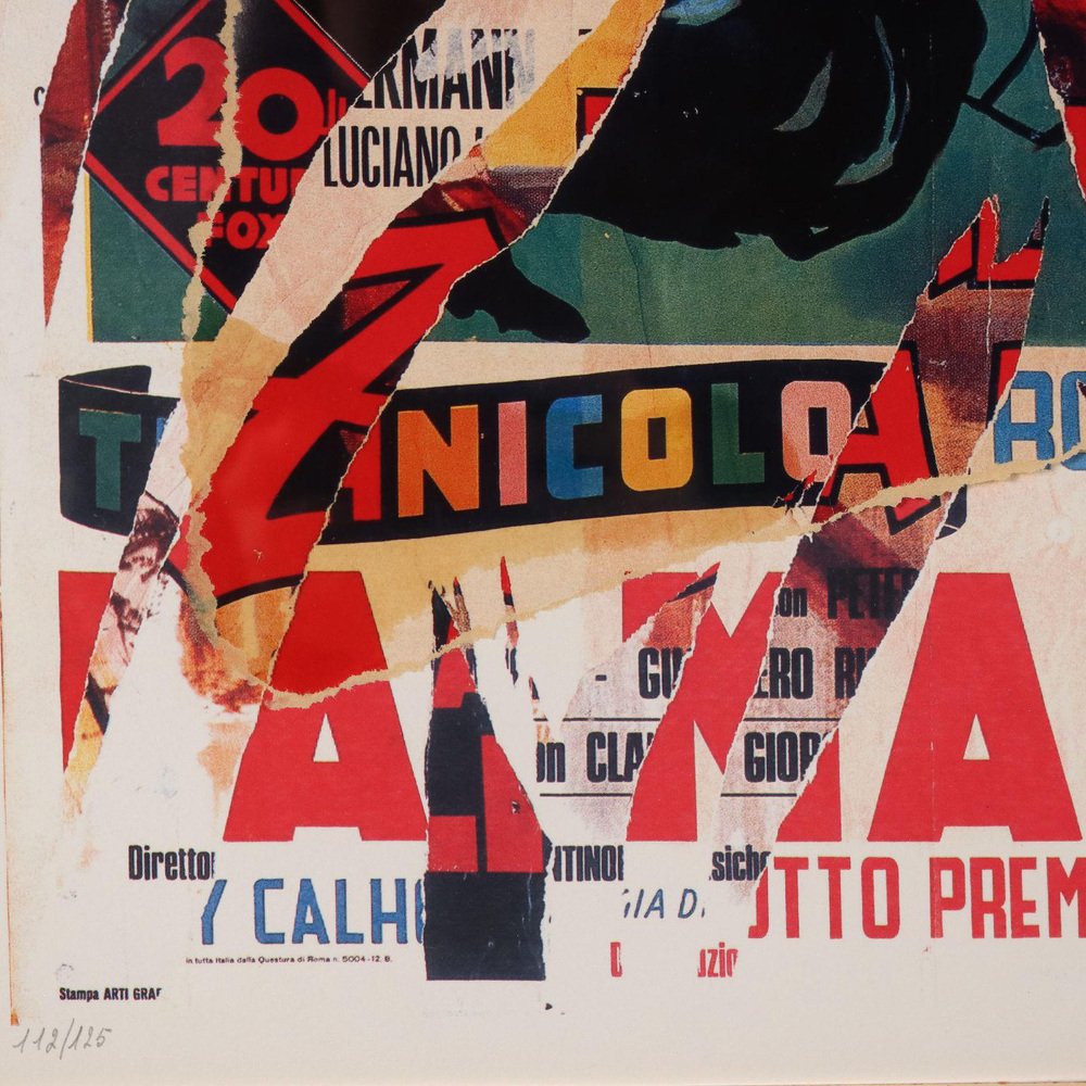 Mimmo Rotella, Composition, Silk-Screen, Framed for sale at Pamono