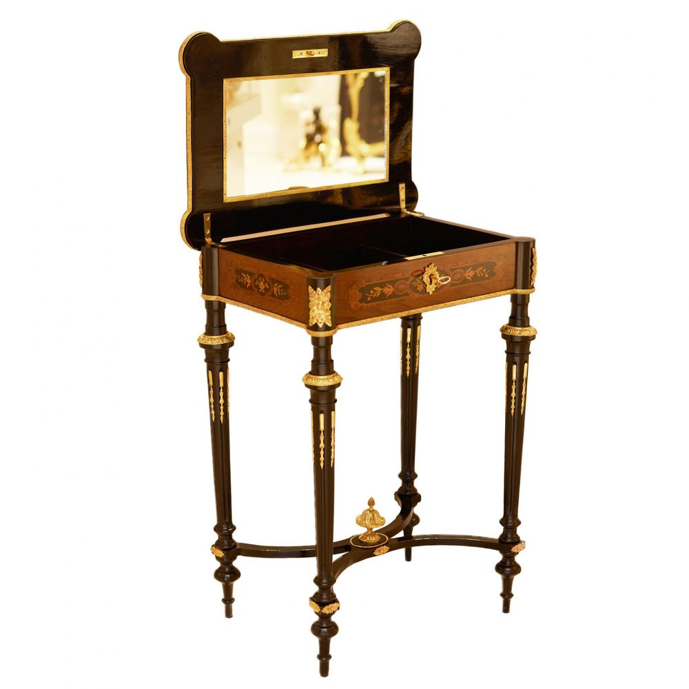 Inlaid Wood Dressing Table with Gilded Bronze Details, France, Late ...