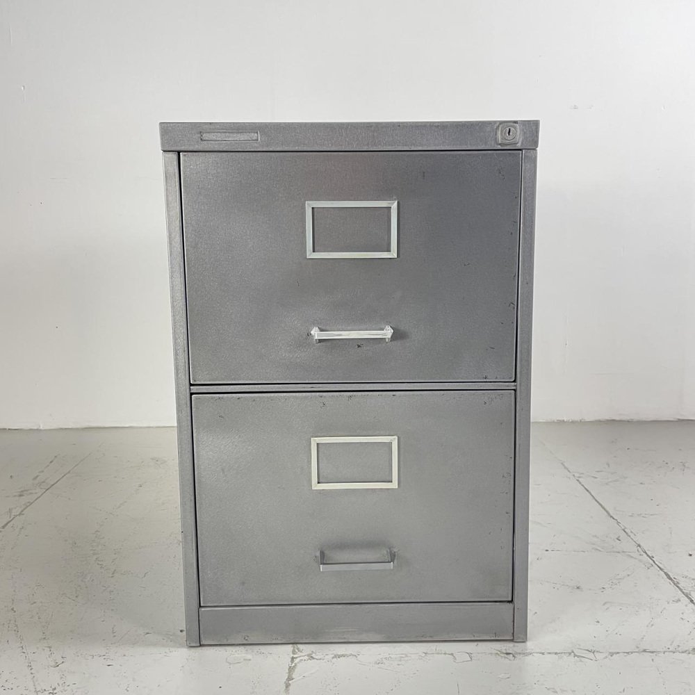 Stripped Steel Filing Cabinet with 2 Drawers for sale at Pamono