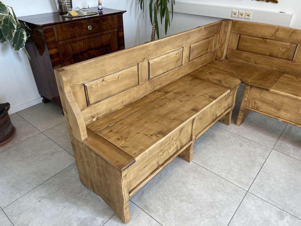 Vintage Rustic Corner Bench for sale at Pamono