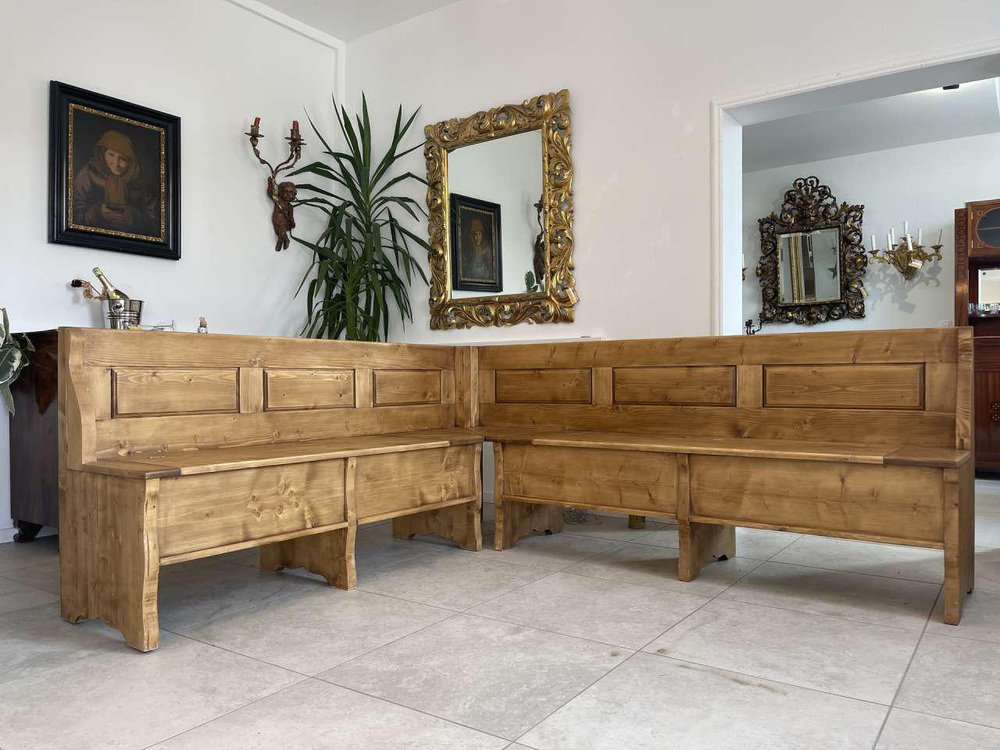 Vintage Rustic Corner Bench for sale at Pamono