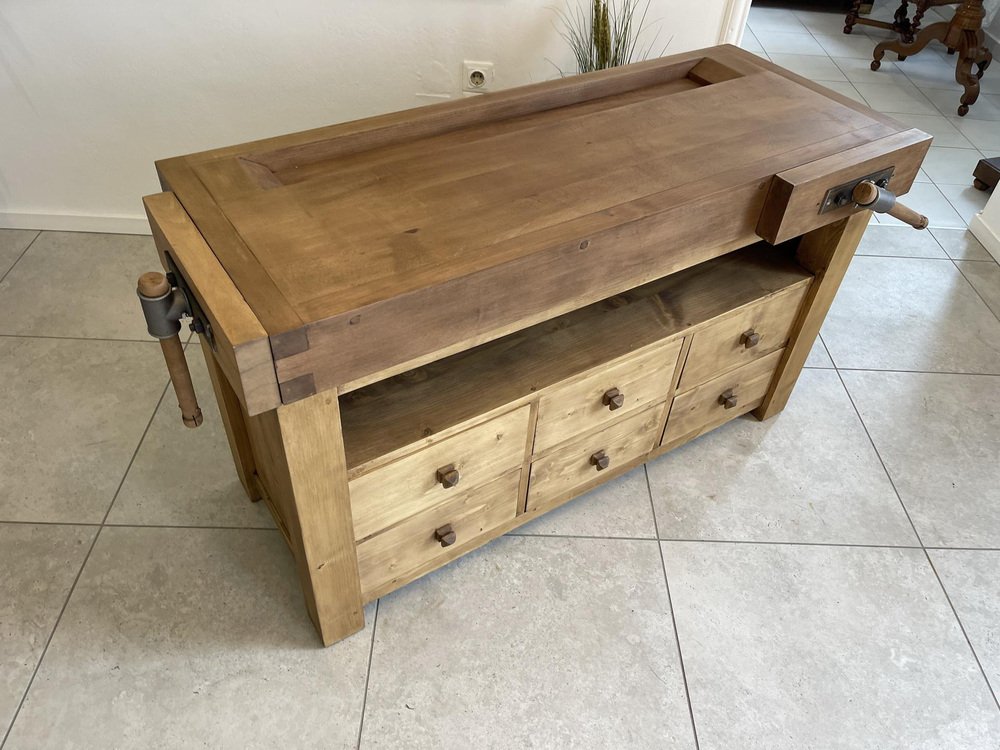 Narrow Workbench with Drawers for sale at Pamono