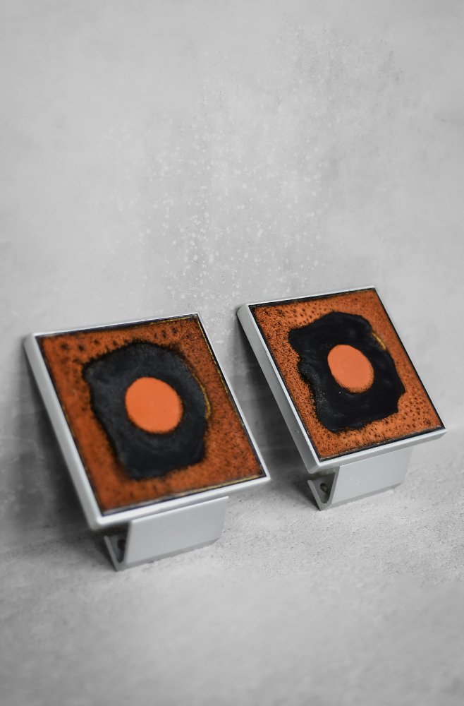 Belgian Brutalist Metal and Ceramic Pull Door Handles by Juliette ...